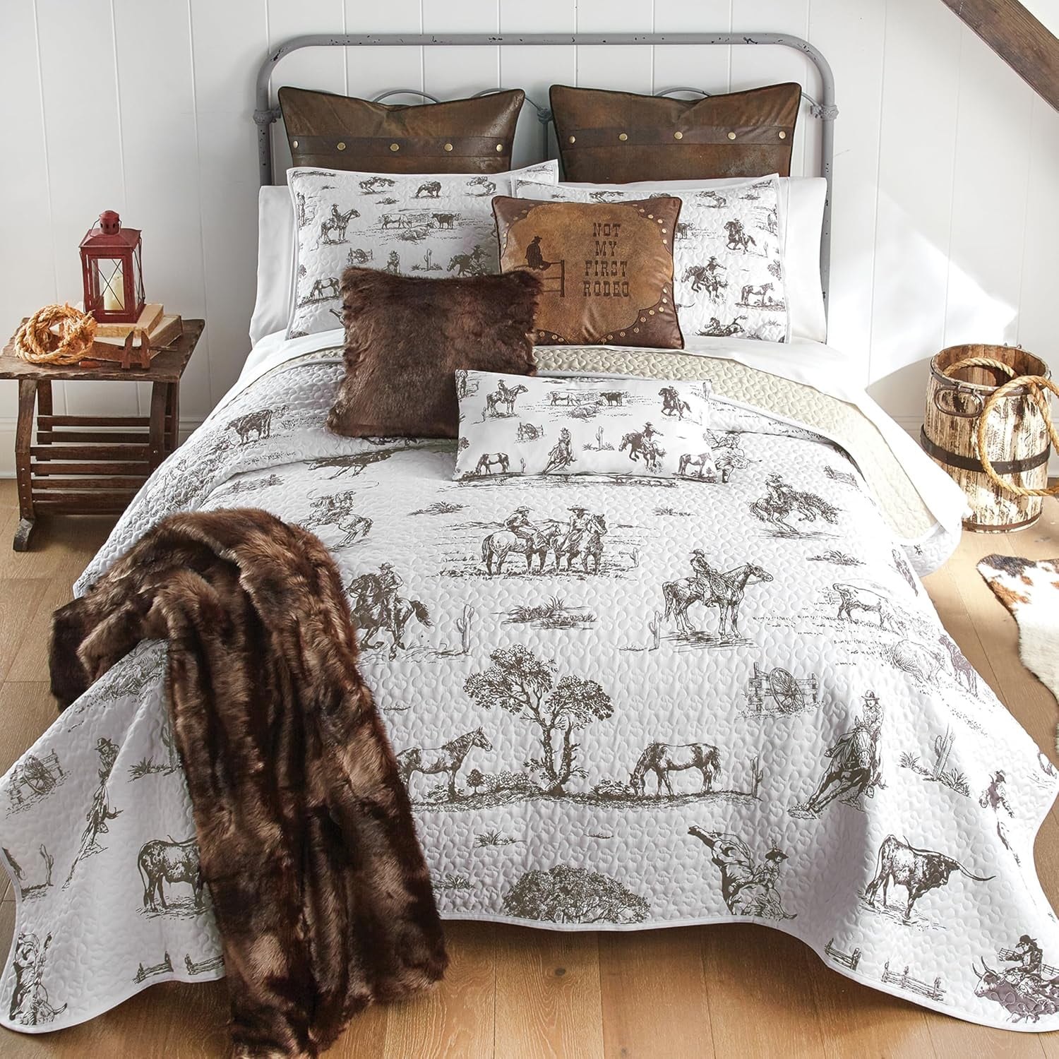Black Forest Décor Cowboy Ranch Twin Quilt Set - Lightweight, Western ...