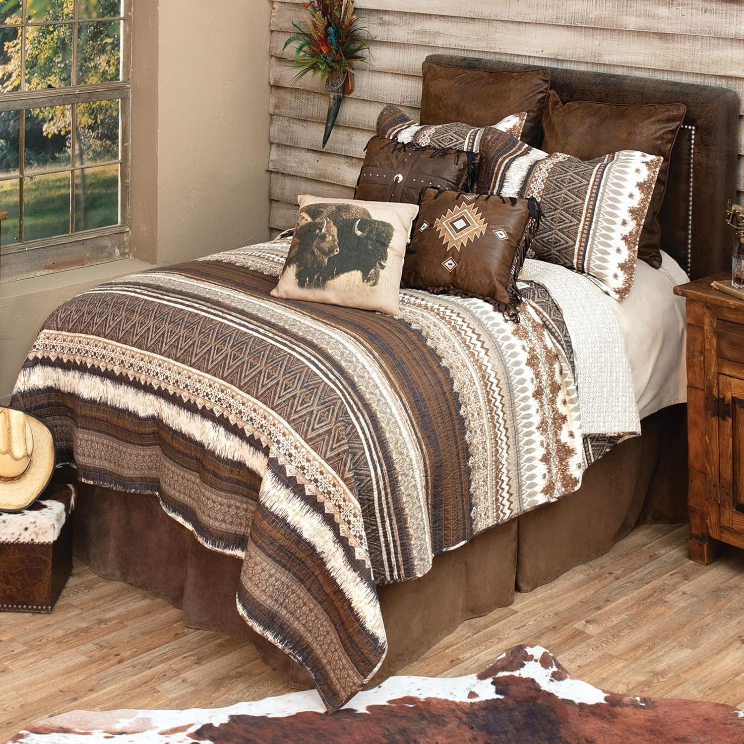 Black Forest Décor Southwest Mocha Queen Quilt Set - Cotton ...
