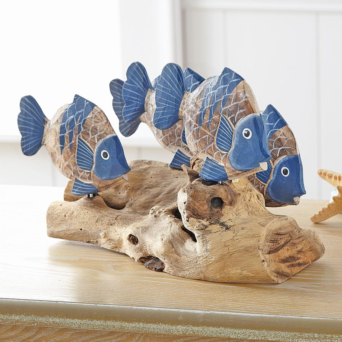 Black Forest Décor - Tabletop Driftwood Fish Sculpture - Natural ...