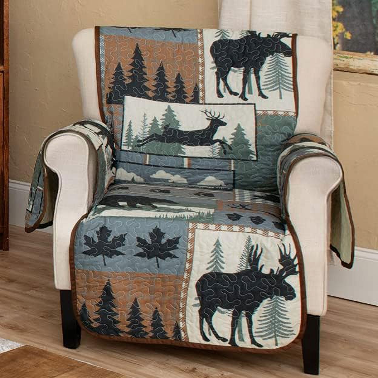 Black Forest Décor Twilight Woods Bear & Moose Chair Cover - Rustic ...
