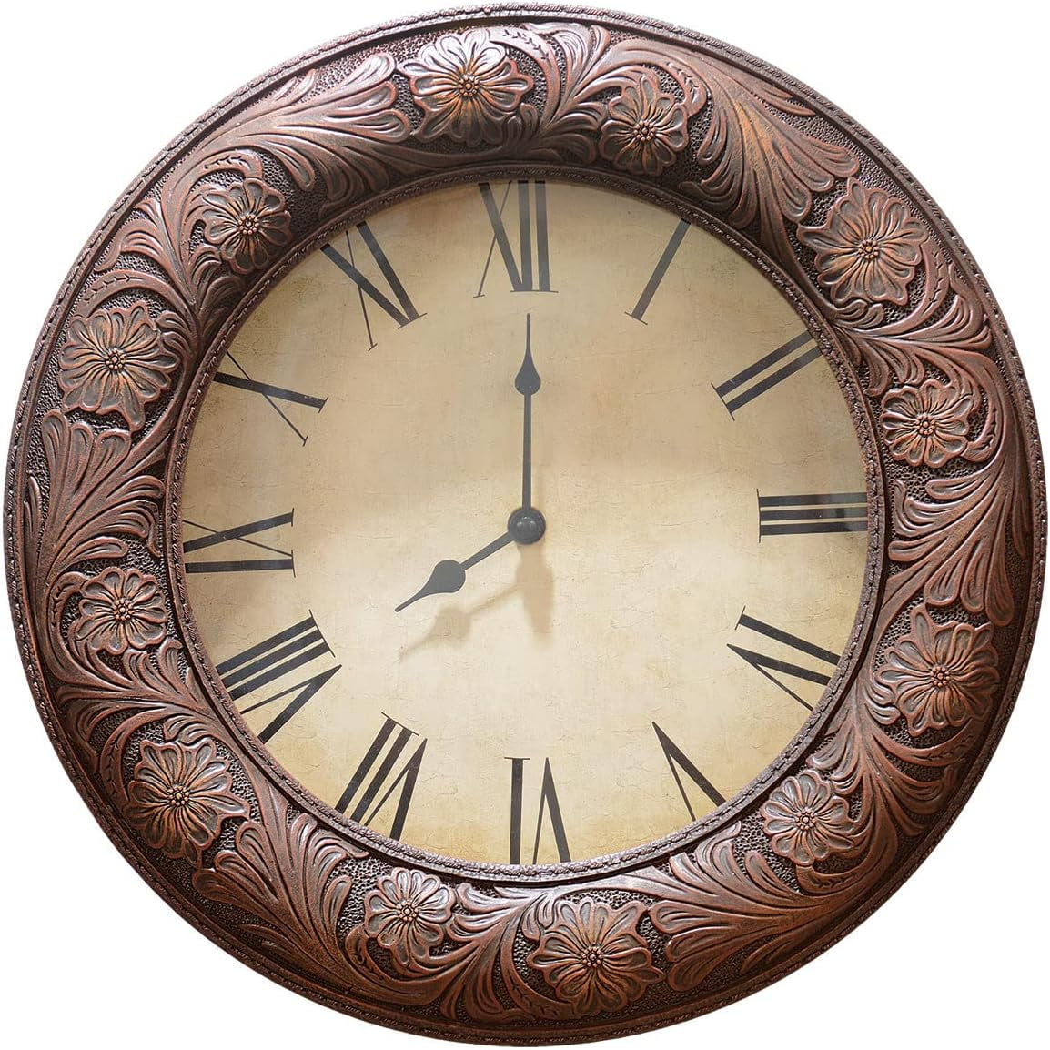 Black Forest Décor Western Tooled Leather Wall Clock - Rustic Antique ...