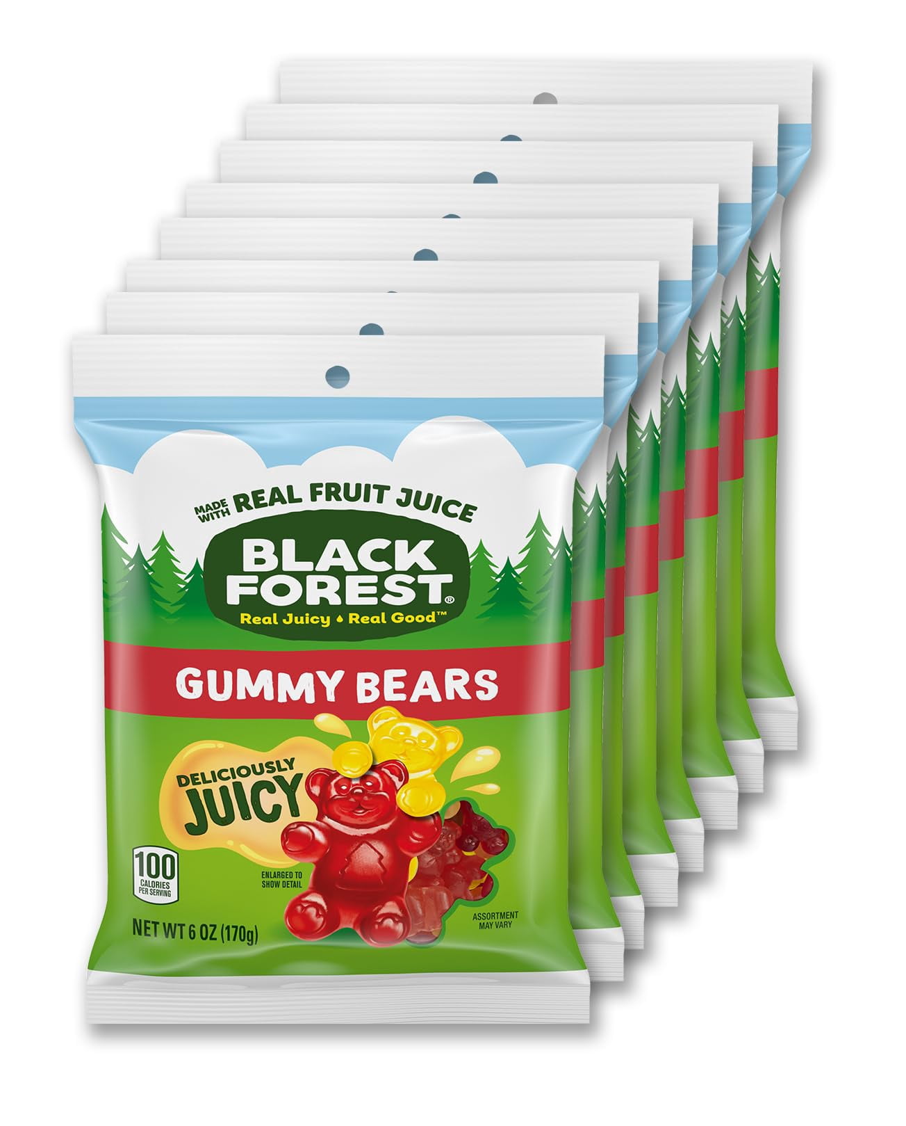 Black Forest Gummy Bears BCF26 Candy, Real Fruit Juice, 6 Ounce Bags ...