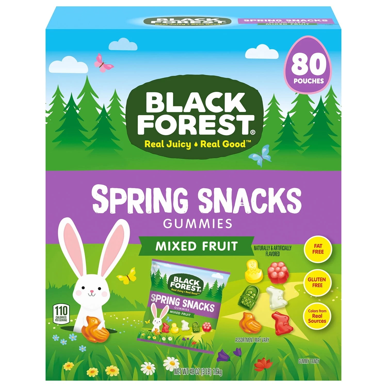 Black Forest Real Fruit Gummy Spring Snacks (48 Ounce, 80 Count ...