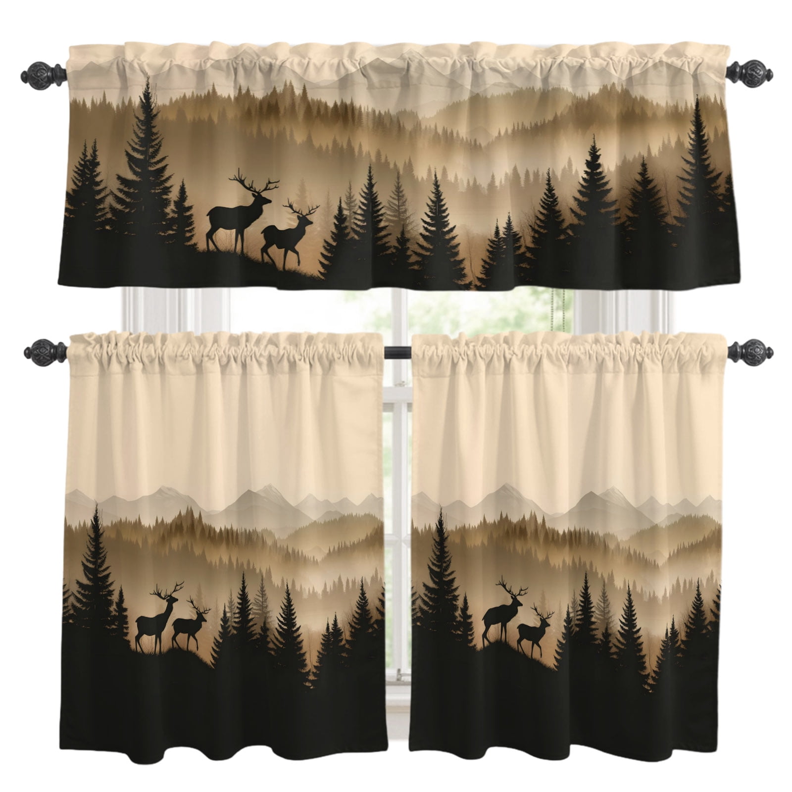 Black Forest Kitchen Curtains, Kitchen Curtains and Valances Set of 3 ...