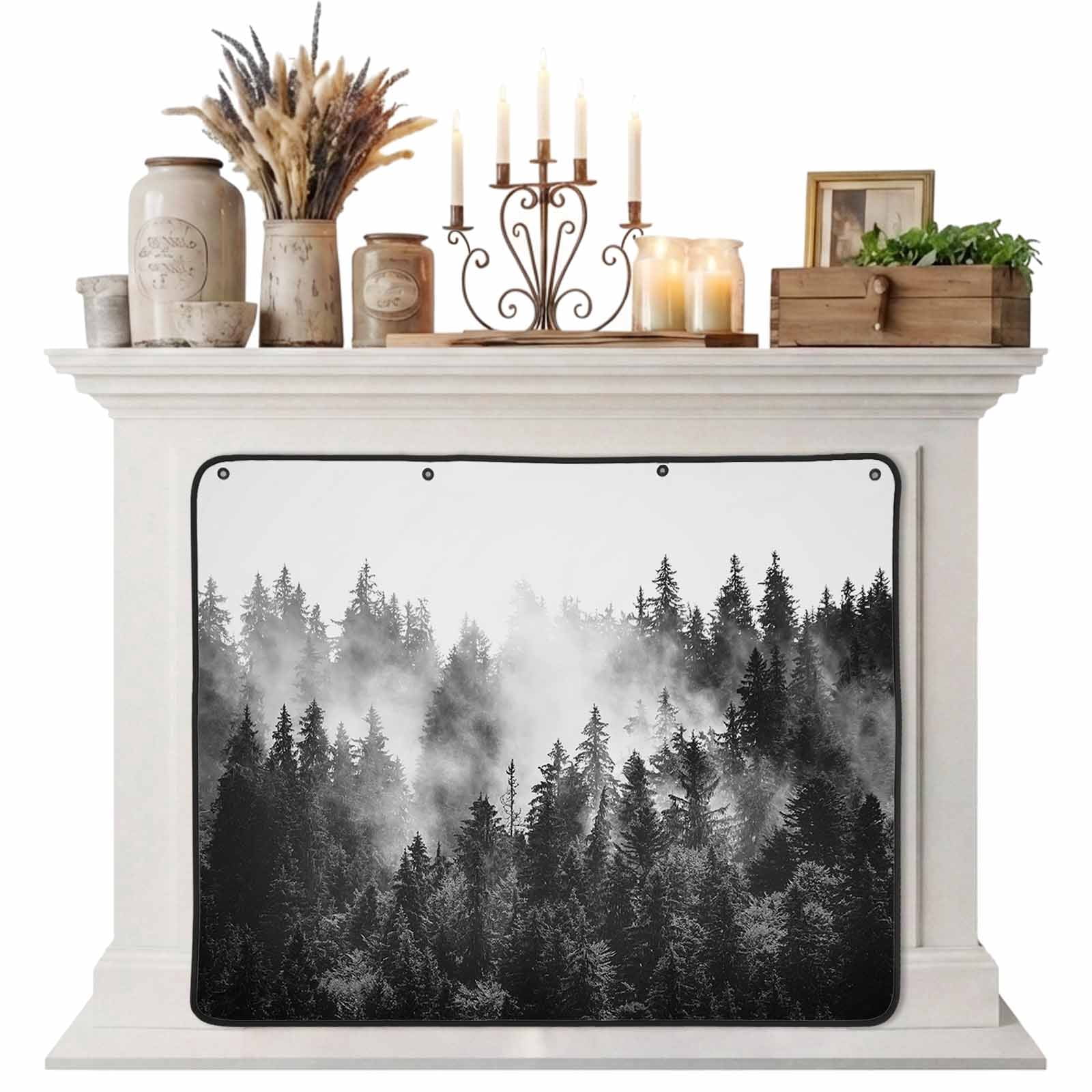 Black Forest Magnetic Fireplace Cover,Fireplace Draft Blocker,Black and ...