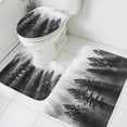 Black Forest Mist Scenery Bathroom Rugs Set Nature Pine Trees Sunbeams ...