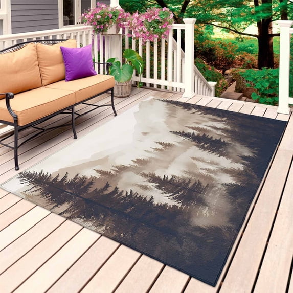 Black Forest Outdoor Rug for Patio/Deck/Porch, Non-Slip Large Area Rug ...