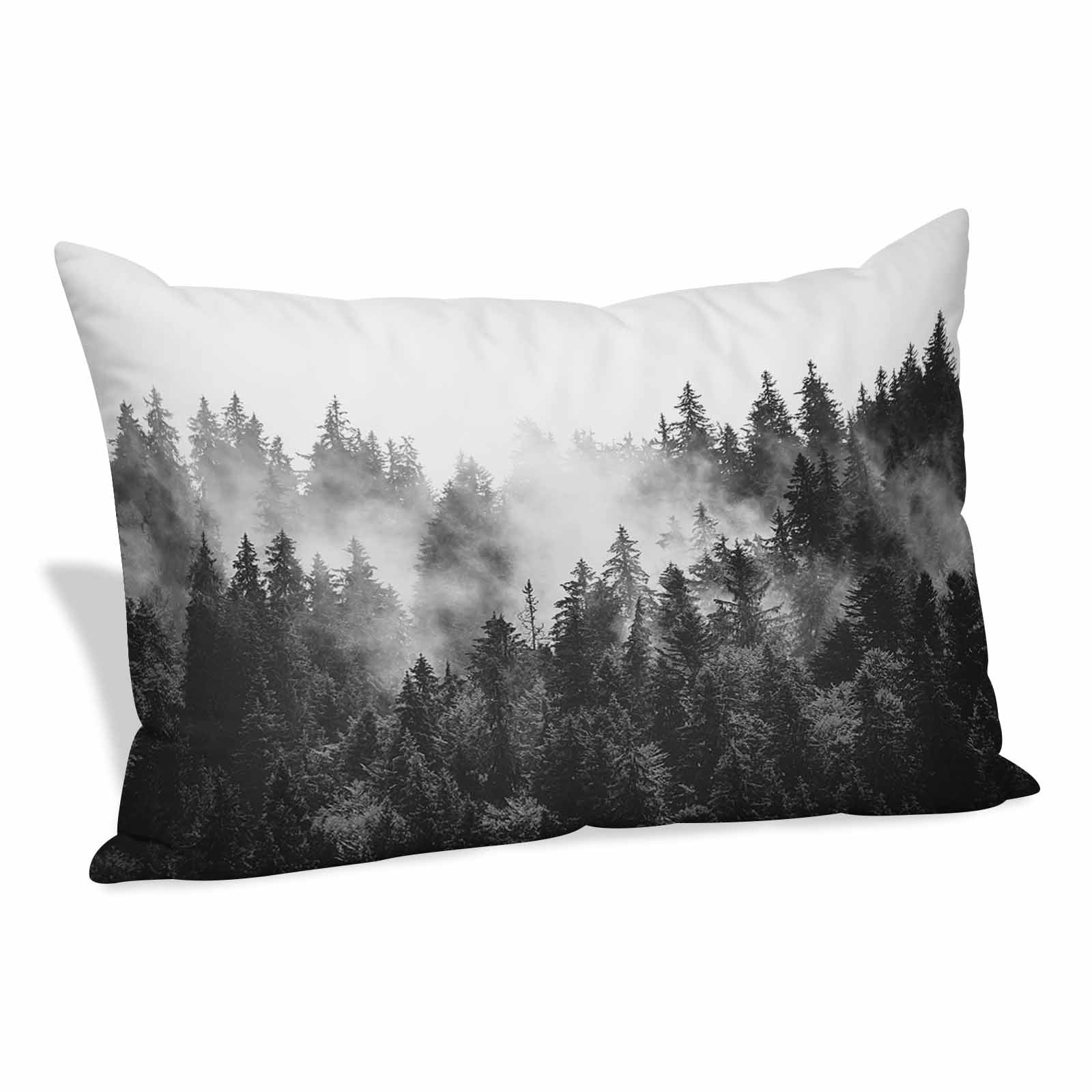 Black Forest Pillow Covers 12"x20", Black and White Natural Landscape ...