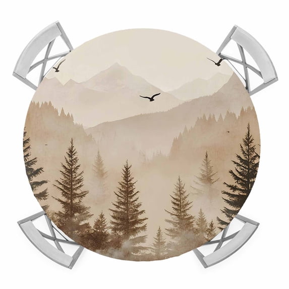 Black Forest Round Tablecloth for 55-60 Inch Tables,Fitted Table Cover ...