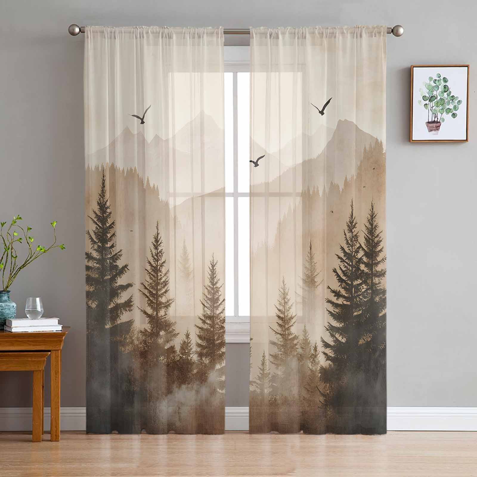 Black Forest Sheer Curtains 108 Inch Length 2 Panels Set for Living ...