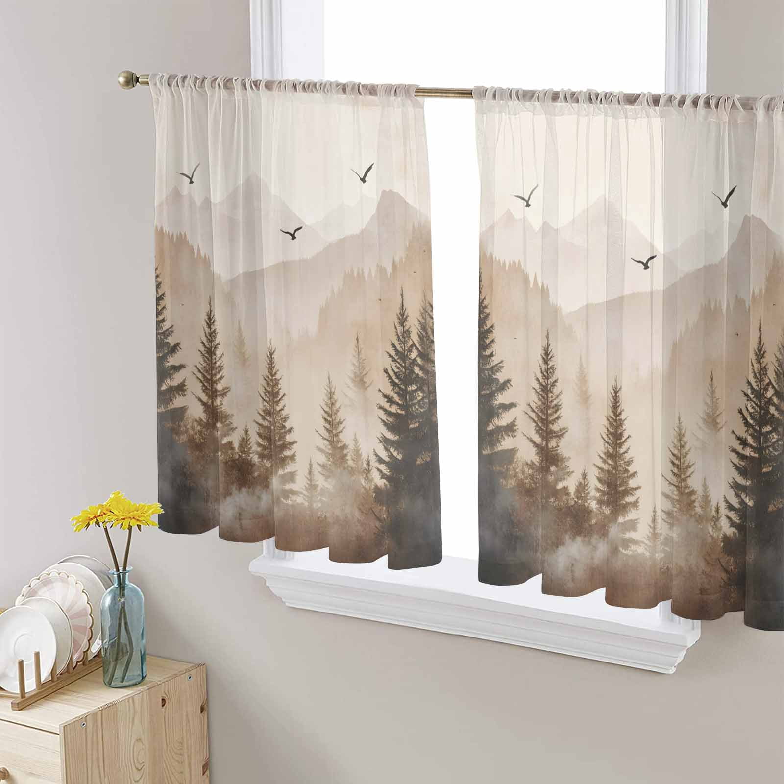 Black Forest Sheer Curtains 45 Inch Length 2 Panels Set for Living Room ...