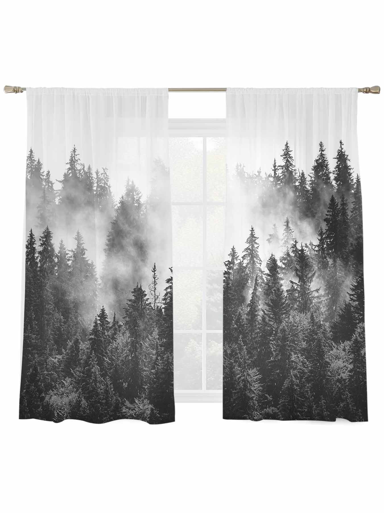 Black Forest Sheer Curtains 72 Inch Length 2 Panels Set, Semi ...