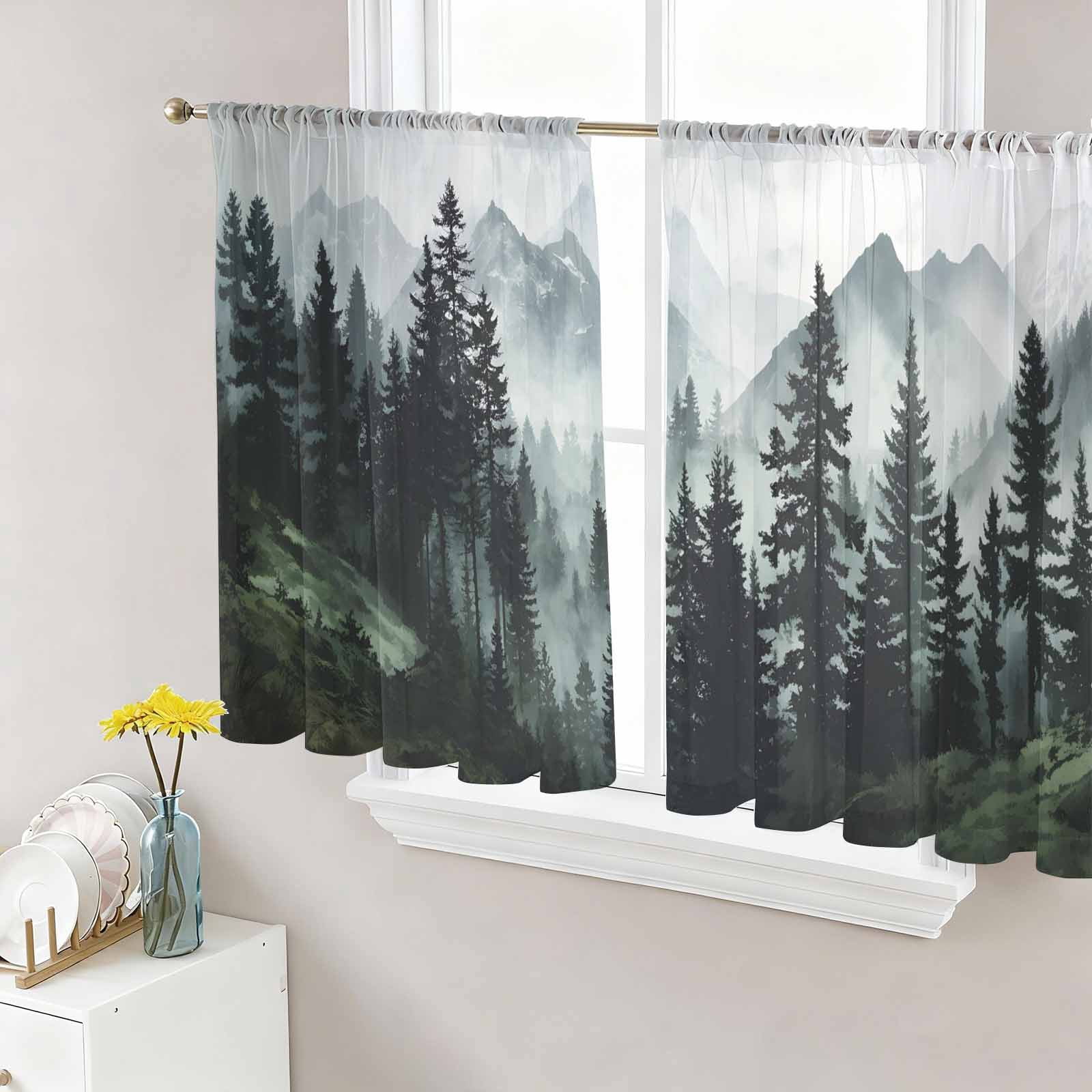Black Forest Sheer Curtains for Living Room Bedroom Nature Foggy ...