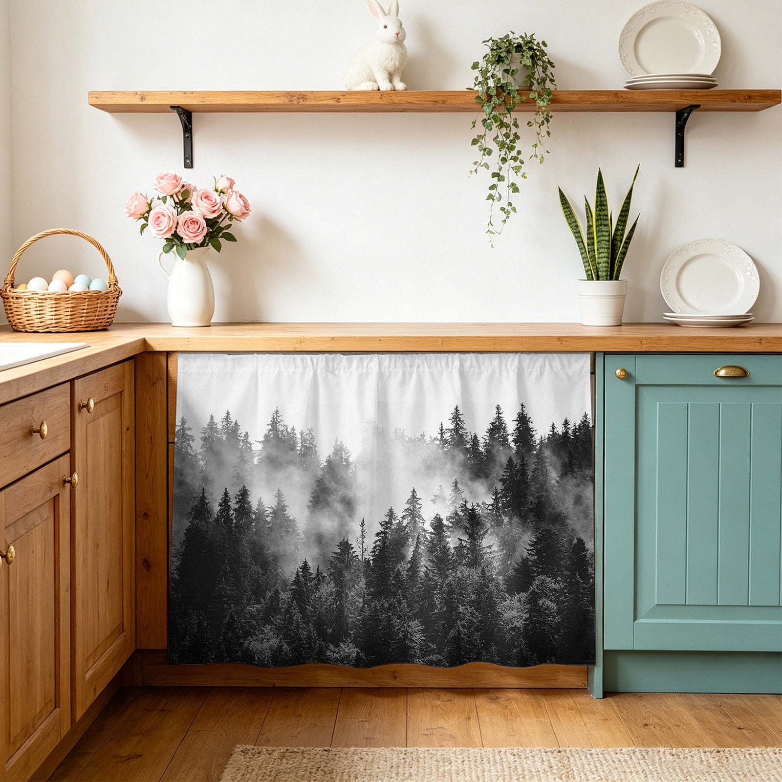 Black Forest Sink Skirt 11"Wx13"L,Dustproof Under Sink Curtain W/ Self ...
