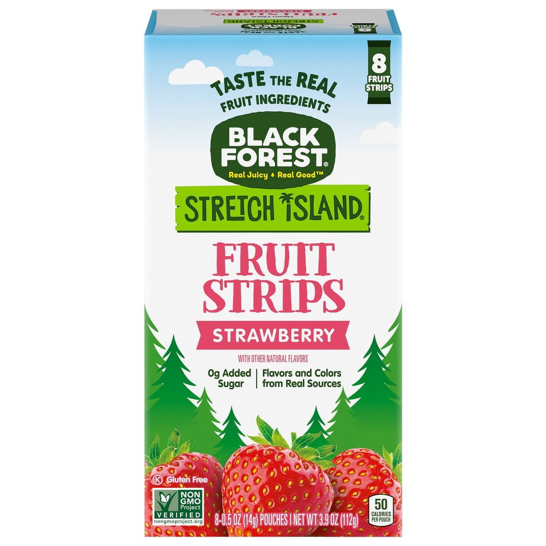 Brandclub - Black Forest Stretch Island Fruit Strips, Strawberry, 0.5 oz Strips, 8 Ct Box