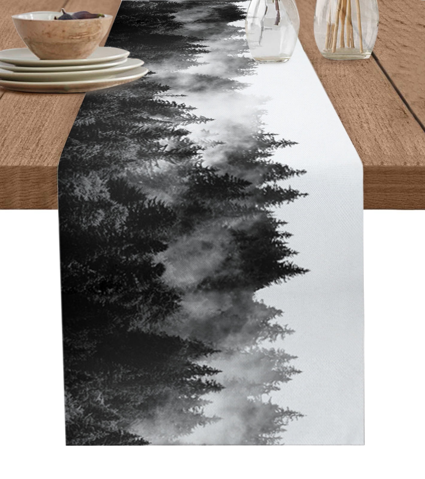 Black Forest Table Runner Black and White Natural Landscape Modern ...