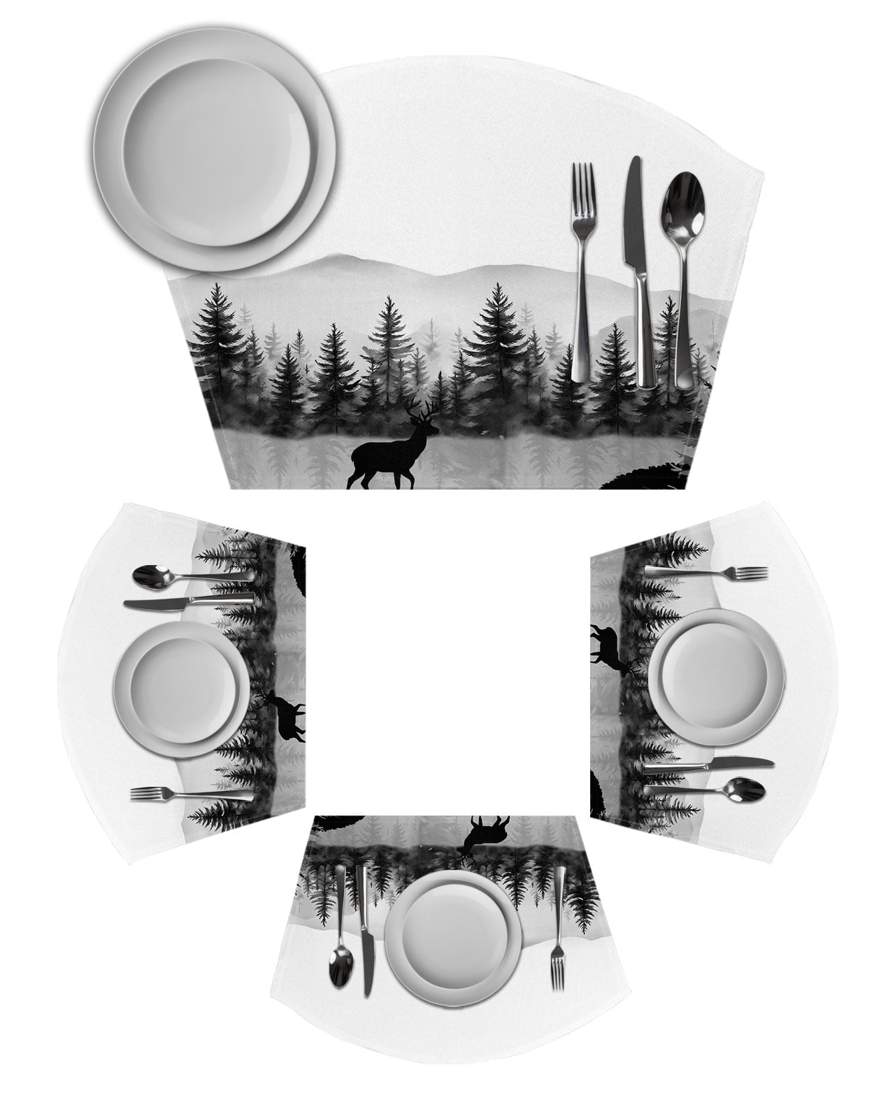 Black Forests Round Table Placemats Set of 2 Wedge Placemats, Pine ...