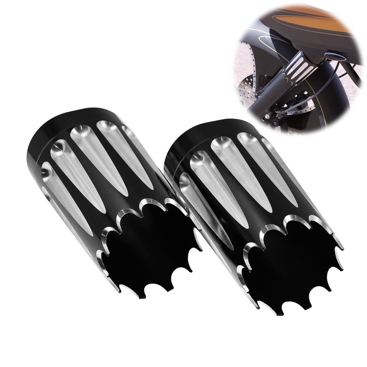 Black Fork Slider Boots Cover Cow Bells For Harley Road Electra Glide ...
