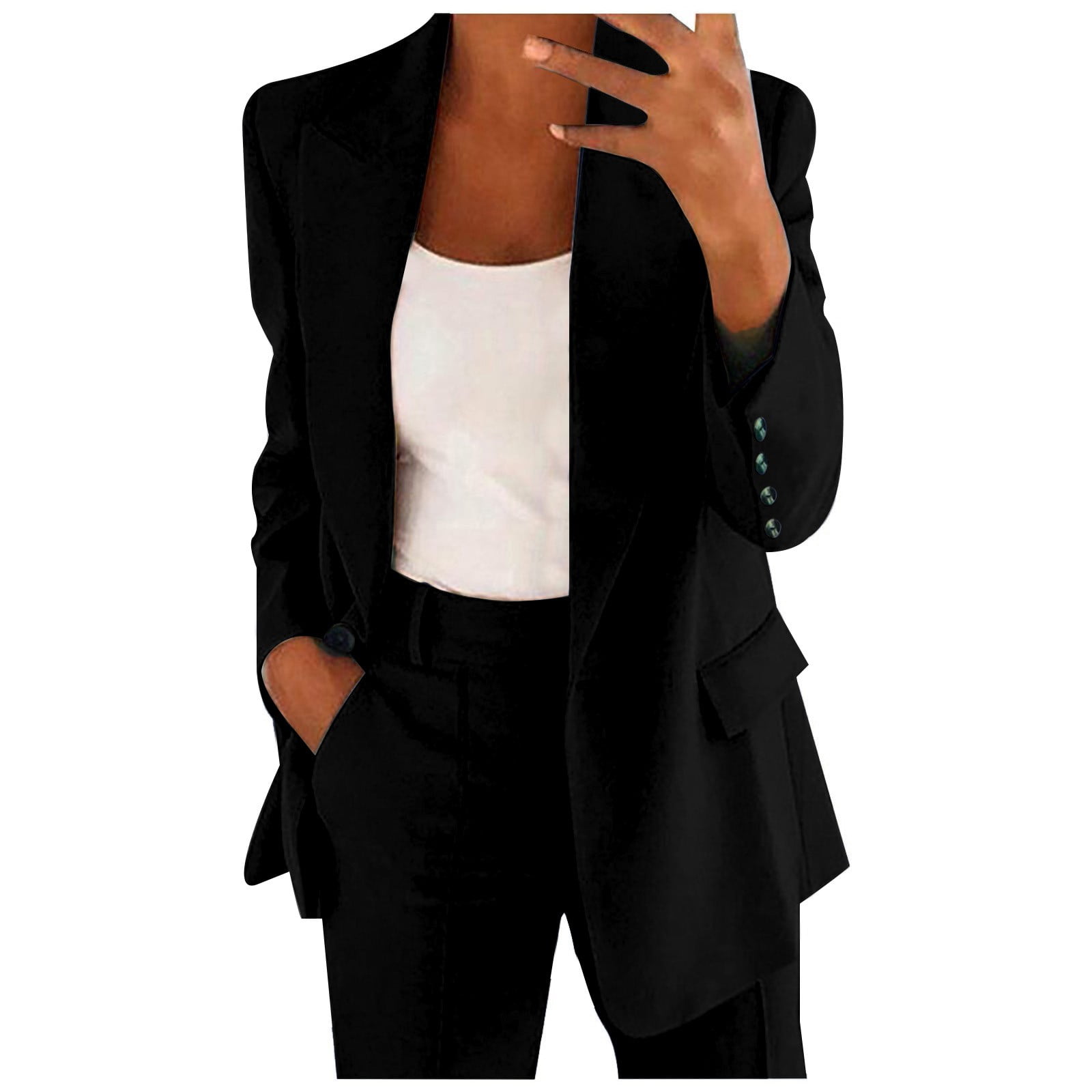 Black Formal Suit Sets Women 2 Outfits Business Casual Outfits 2024 ...
