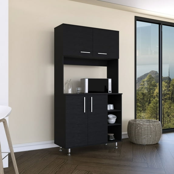 Black Four - Legged Kitchen Cabinet | Multiple Storage for Spices ...