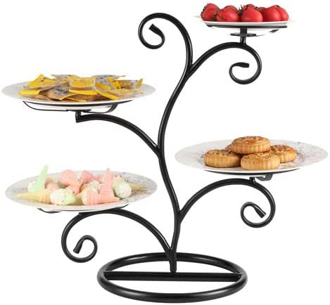 Black Four-Tier Tree-Shaped Serving Tray Stand for Party Display, Multi ...