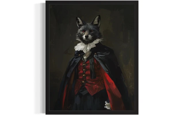 Black Fox Vampire Animal Photo Art Print Poster Wall Art Painting NO ...