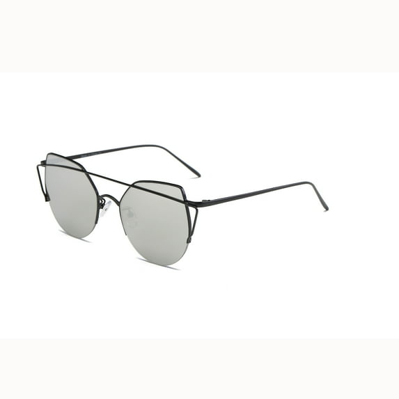 Black Frame Cat Eye Aviator Sunglasses, Dark Lens - UV400 Protection ...