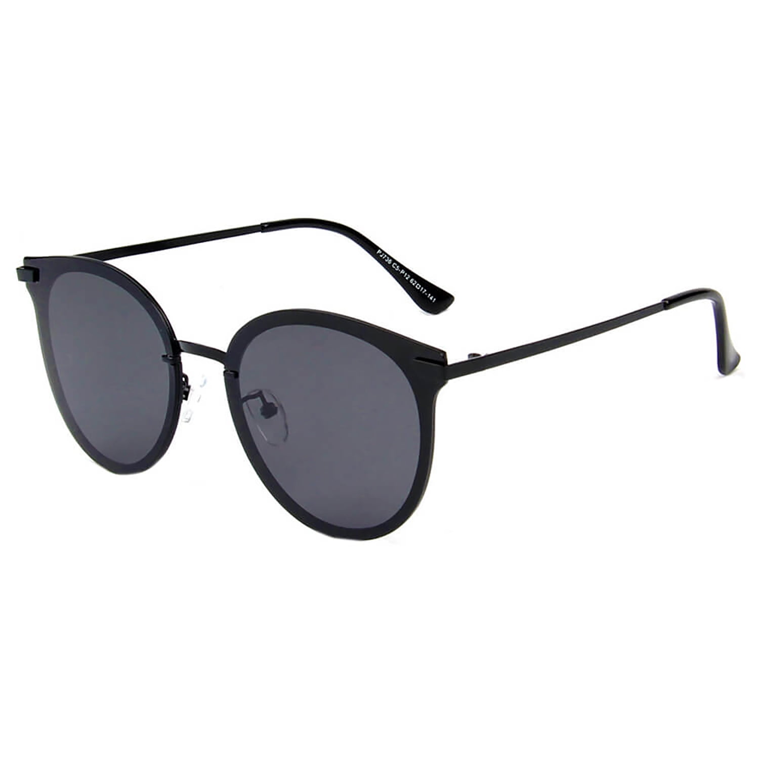 Black Frame Cat-Eye Sunglasses, UV Protection Dark Gray Lenses ...