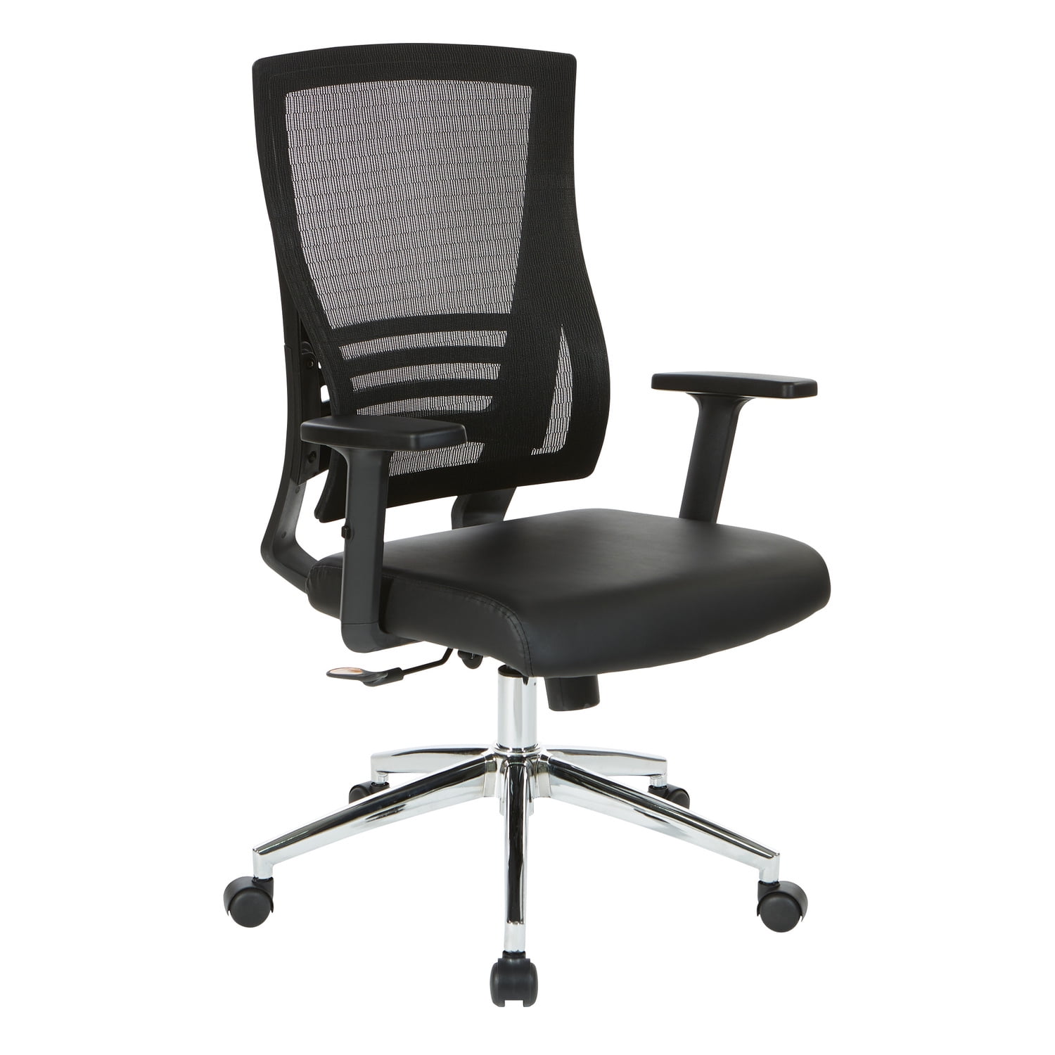 Black Frame Chair with Chrome Base with Black Bonded Leather Seat ...
