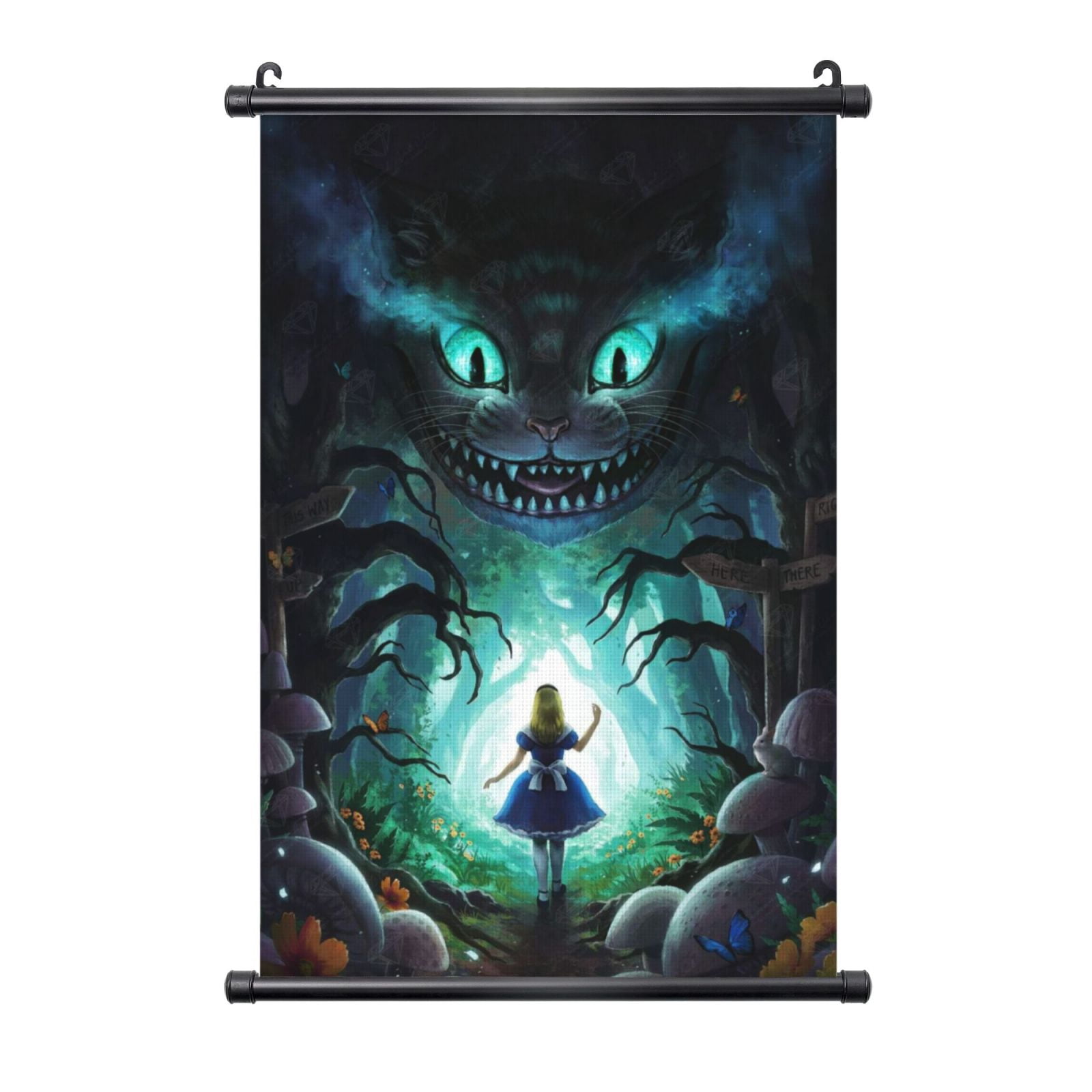 Black Frame Hanging Poster, Alice in Wonderland Wall Canvas Artwork ...