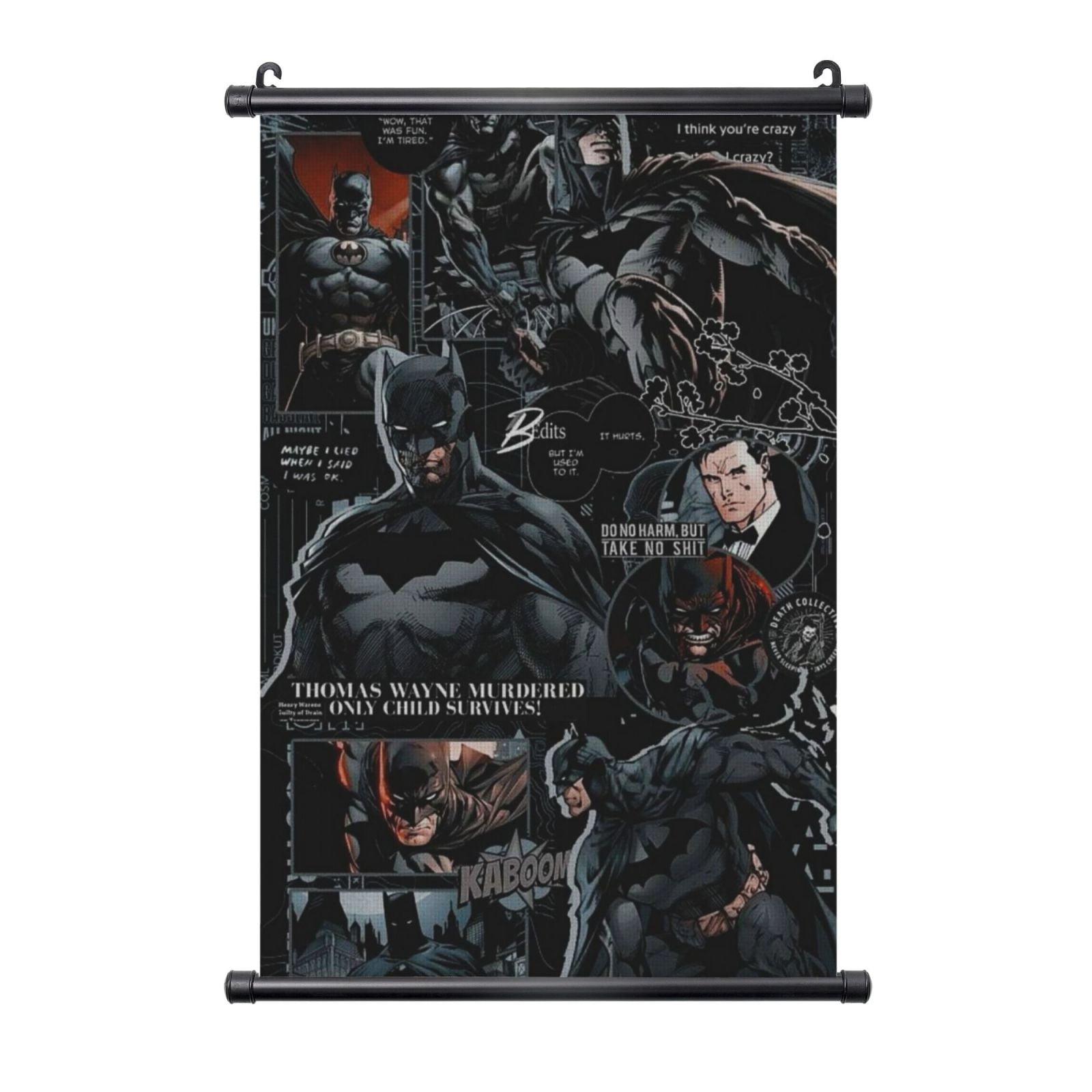 Black Frame Hanging Poster Batman Wall Canvas Artwork With PVC Scroll ...