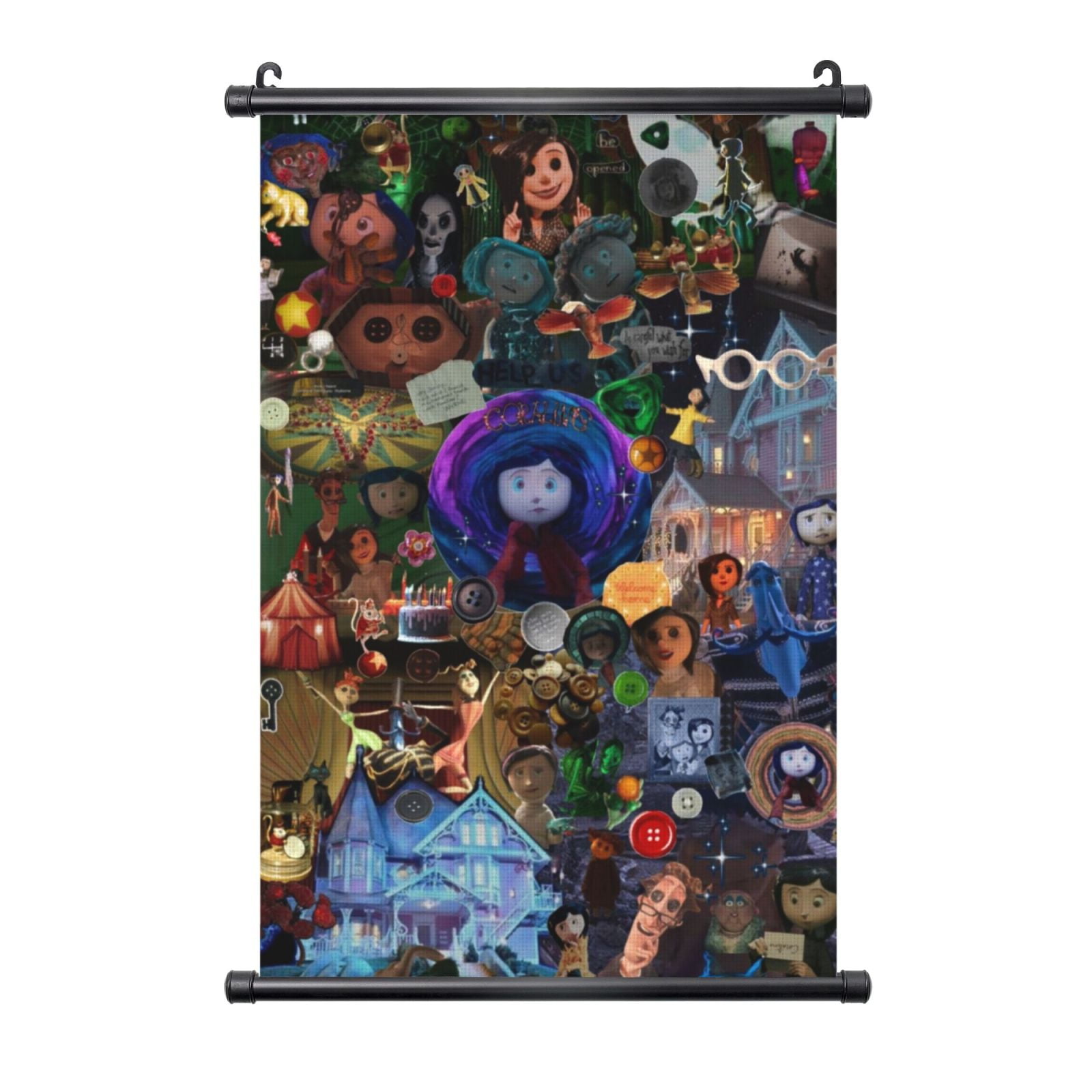 Black Frame Hanging Poster, Coraline Wall Canvas Artwork With PVC ...