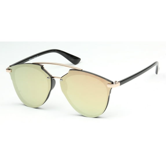 Black Frame Rose Gold-Accent Cat-Eye Sunglasses with Light Green ...