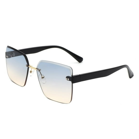 Black Frame Square Sunglasses - Light Gradient Lens UV Protection ...