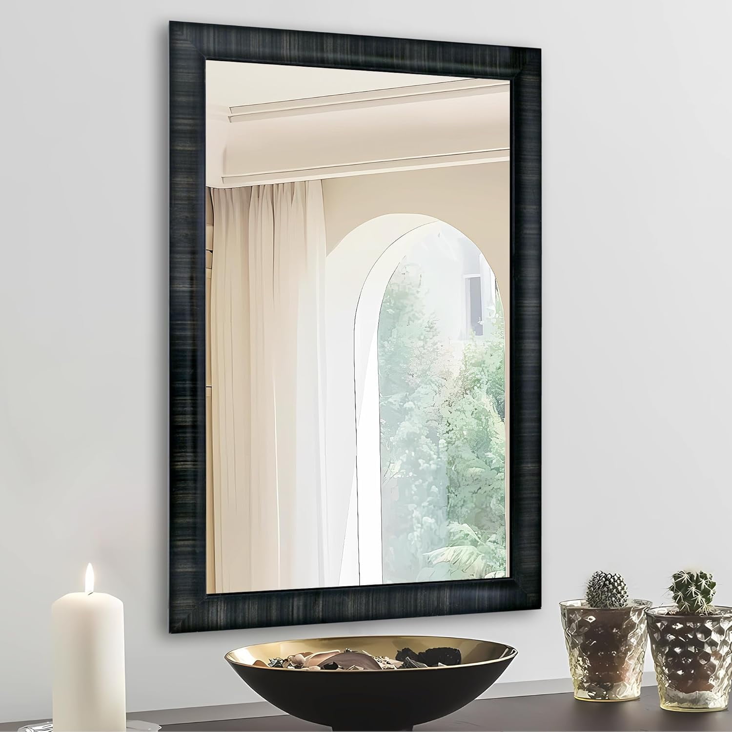 Black Framed Bathroom Mirror, 20x30 Inch Rectangle Mirrors with ...