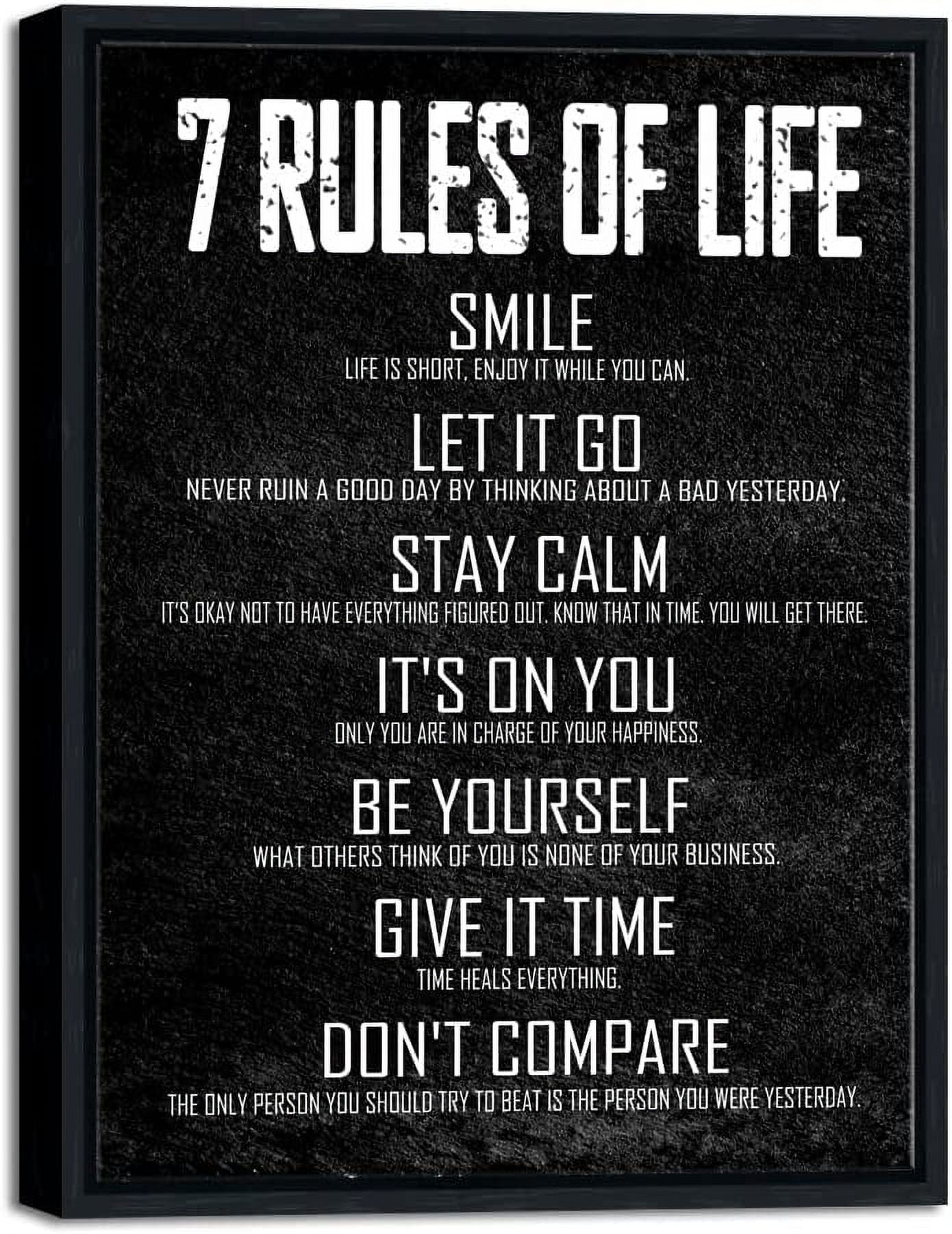 Black Framed Modern 7 Rules of Life Motivational Classroom Poster ...