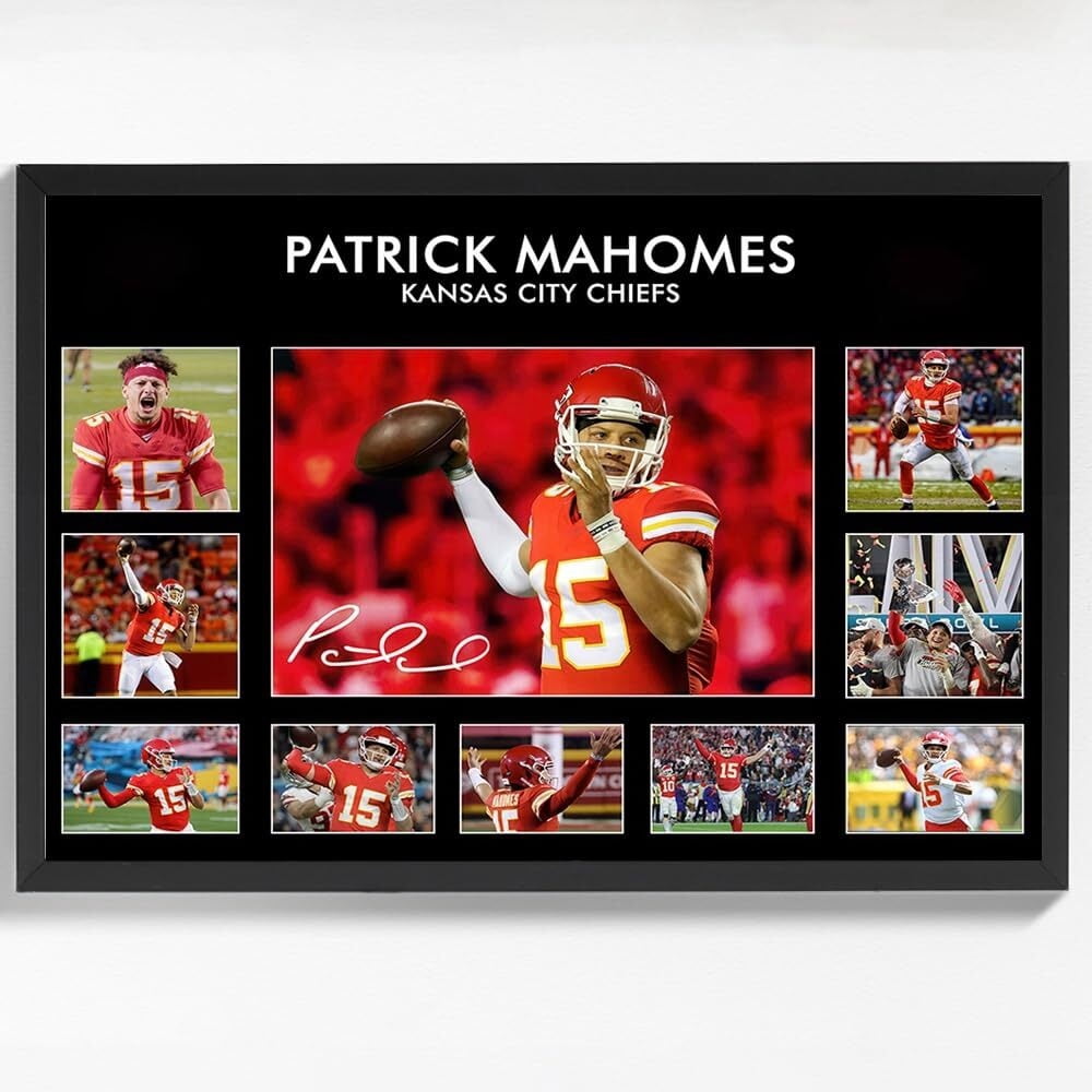 Black Framed Rugby Star Patrick Mahomes Signed Poster For Fans Kids ...