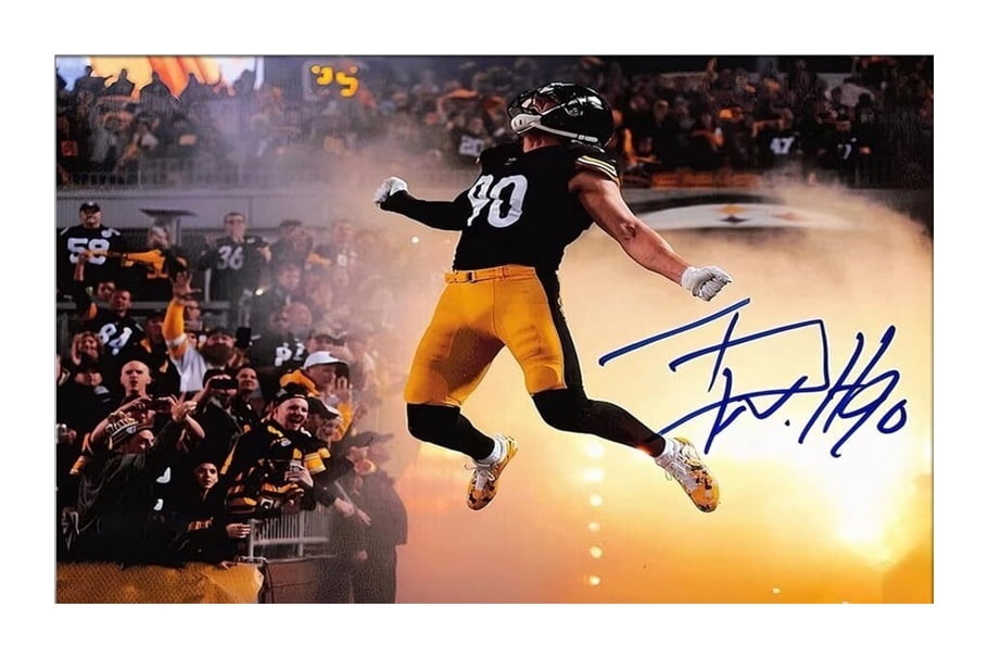 Black Framed Rugby Star T.J. Watt Signed Poster For Fans Kids Birthday ...