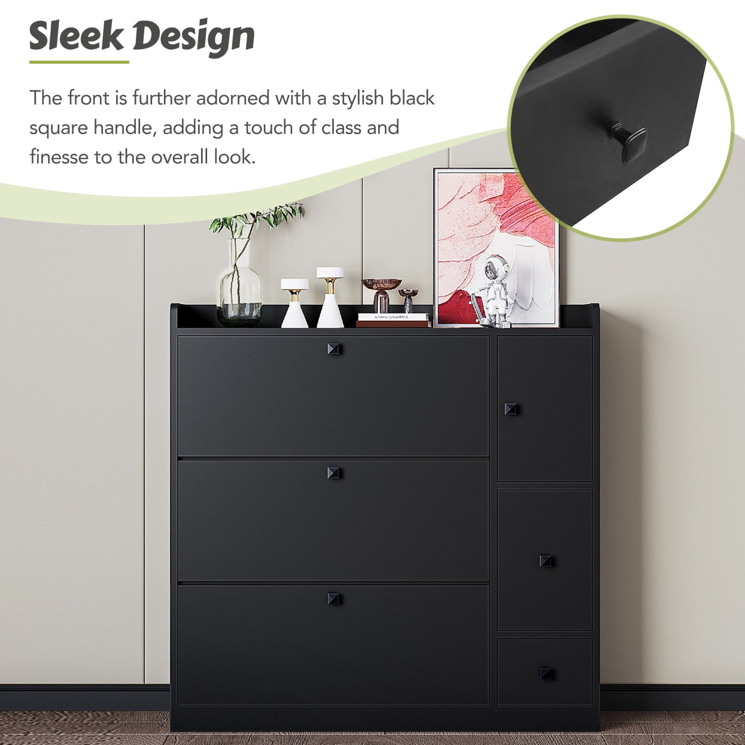 Black Free Standing Shoe Rack with Pull-down Seat ON-TREND Versatile ...