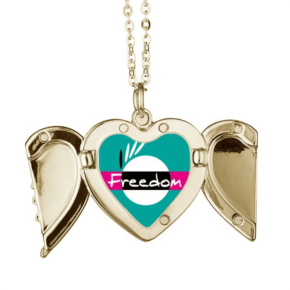 Black Freedom Equal Rights Folded Wings Peach Heart Pendant Necklace ...