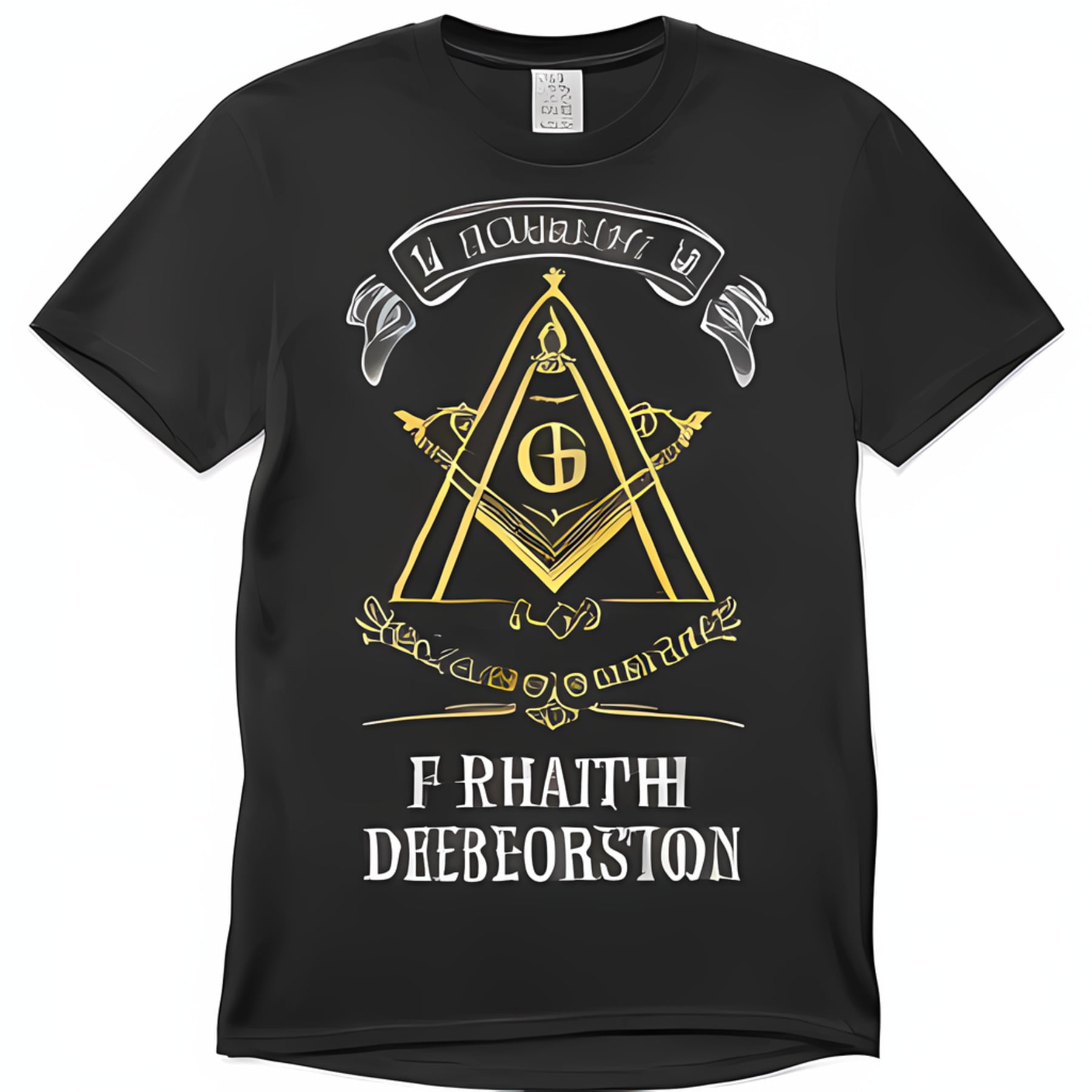 Black Freemason Graphic T-Shirt with Symbol FADOSCustom Vintage Masonic Design Cultural ...