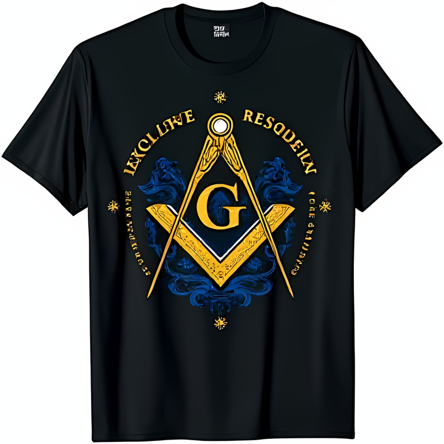 Black Freemason T-Shirt with Gold & Blue Square Symbol Inclined to ...