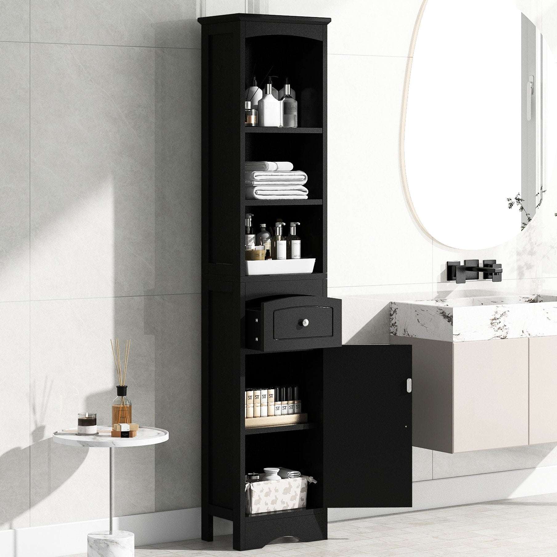 Black Freestanding Bathroom Storage Unit | Ample Storage for Bathroom ...