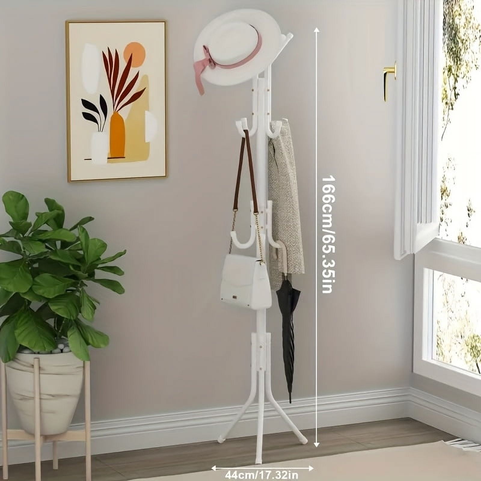 Black Freestanding Coat Rack with 9 Hooks - Adjustable Metal and ...