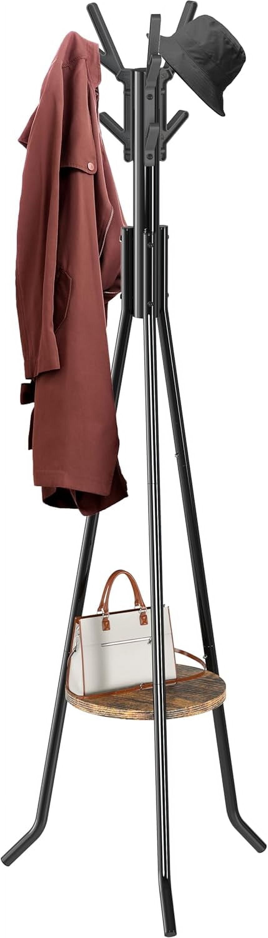 Black Freestanding Coat Rack with Shelf, 9 Hooks, Modern Entryway ...