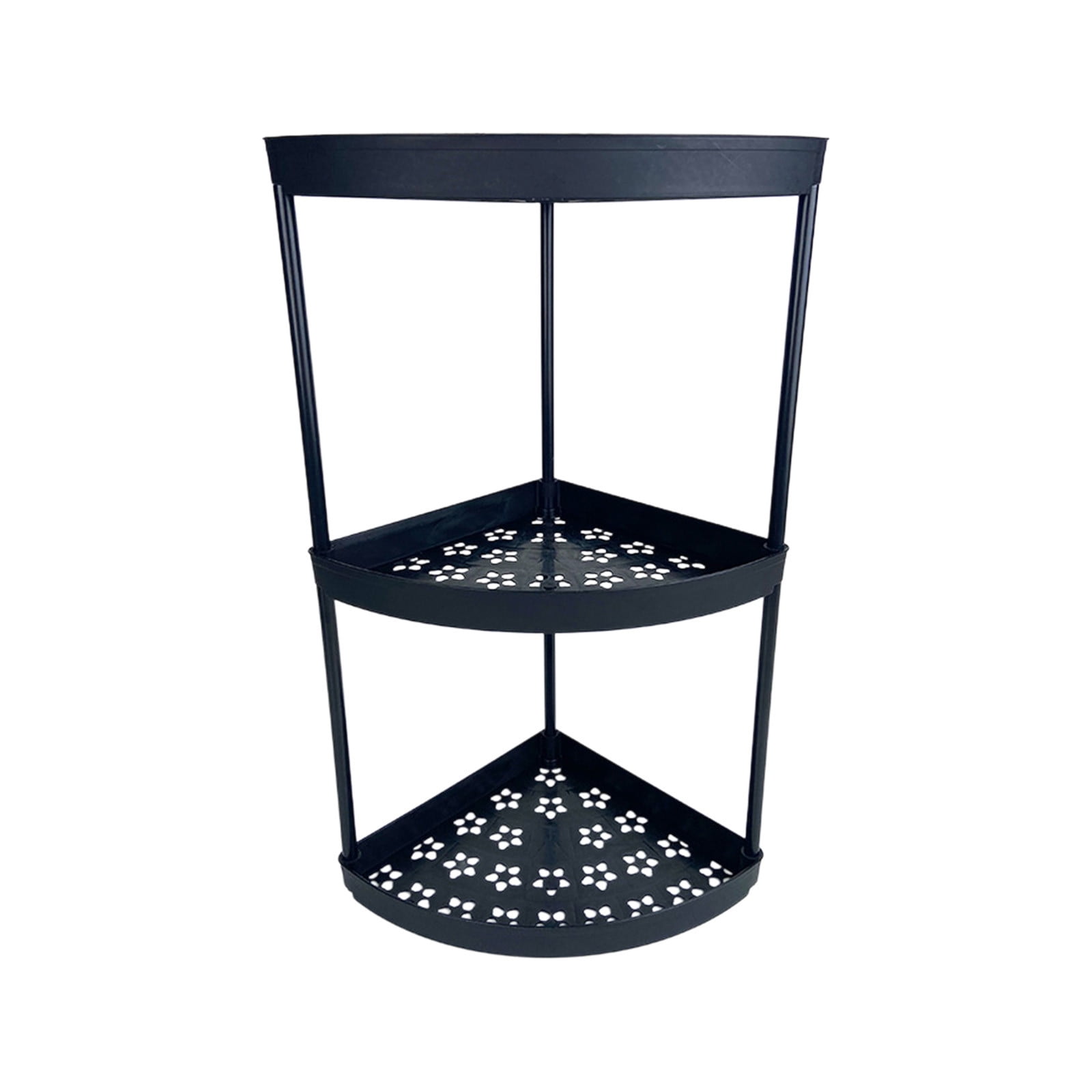 Black Freestanding Corner Shelf Rack 3 Tier Bathroom Storage Organizer ...