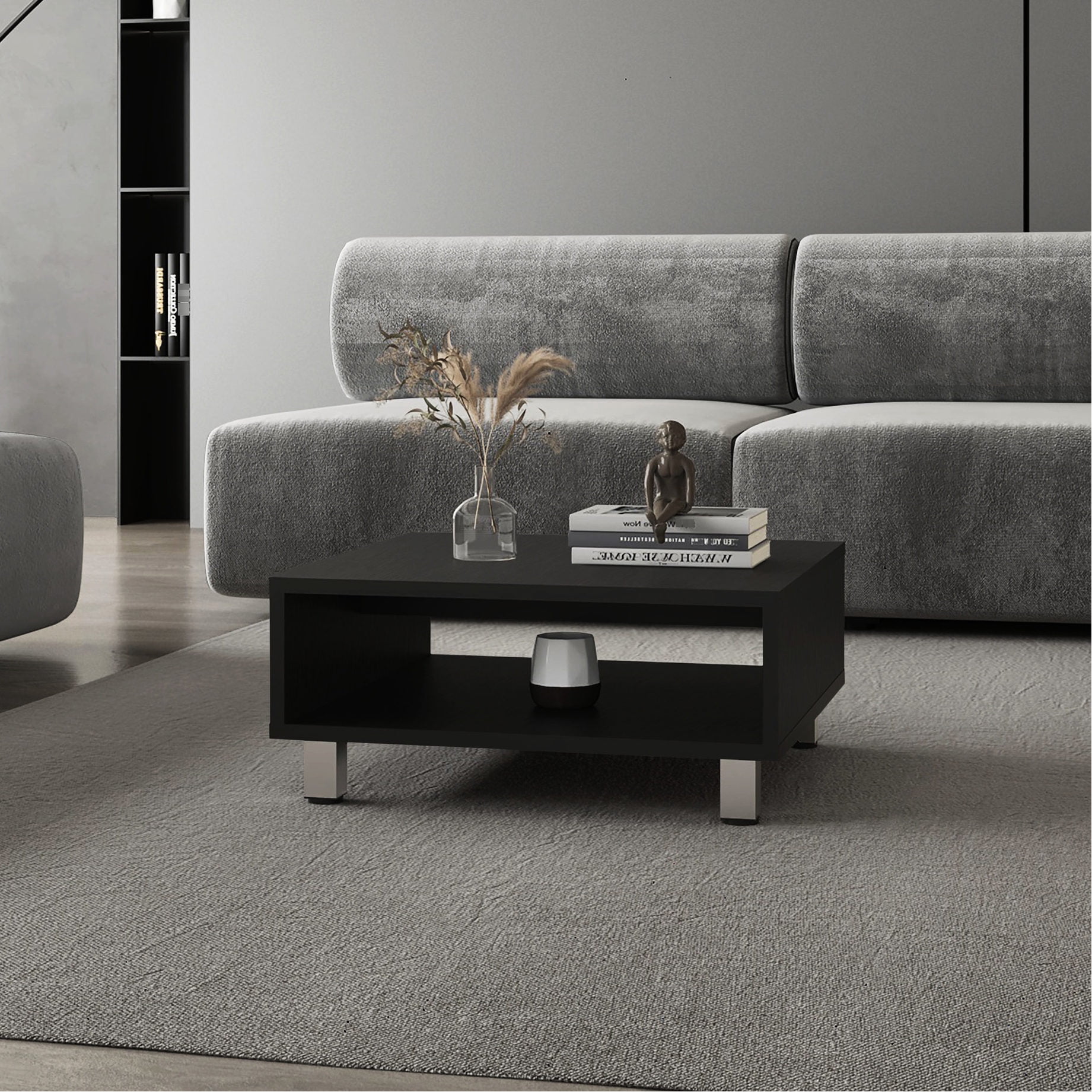 Black Freestanding Melamine Coffee Table+Ample Shelving”-“Contemporary ...