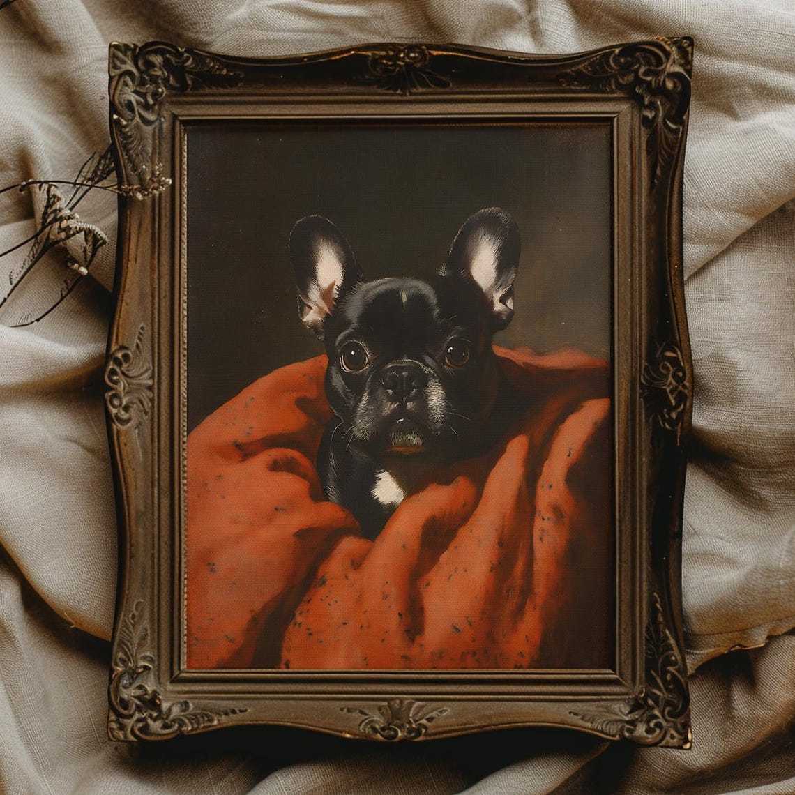 Black French Bulldog Frenchie Wall Art Black Frenchie Puppy Art Vintage ...