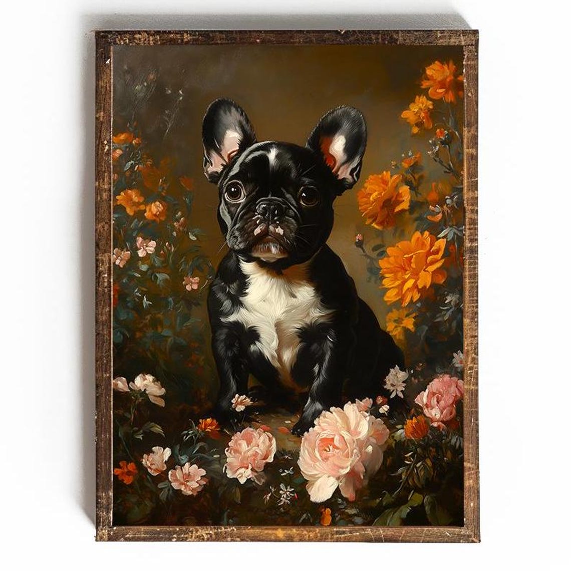 Black French Bulldog Frenchie Wall Art Black Frenchie Puppy Art Vintage ...