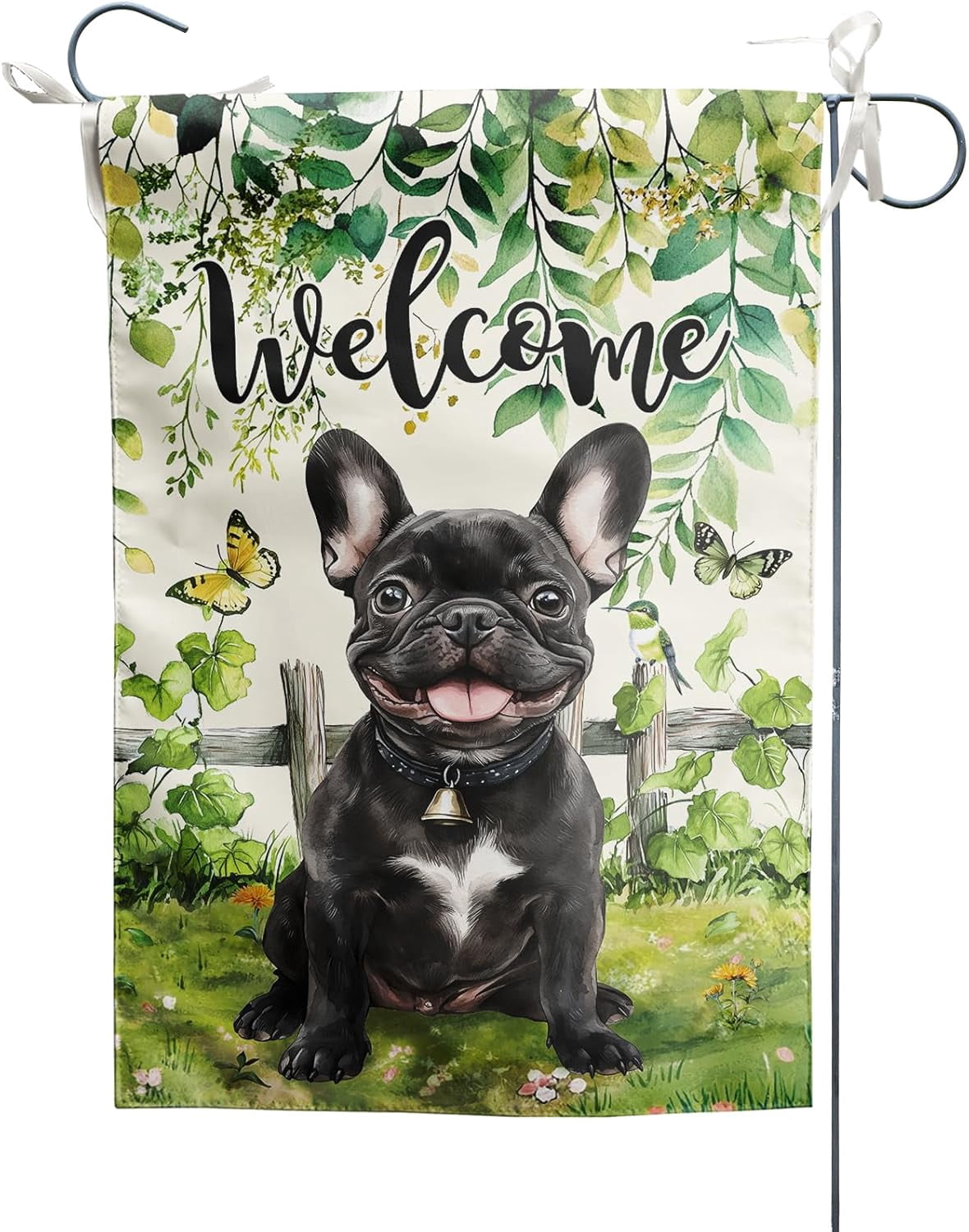 Black French Bulldog Garden Flag 12x18 Inch, Spring Leaves Bull Dog ...